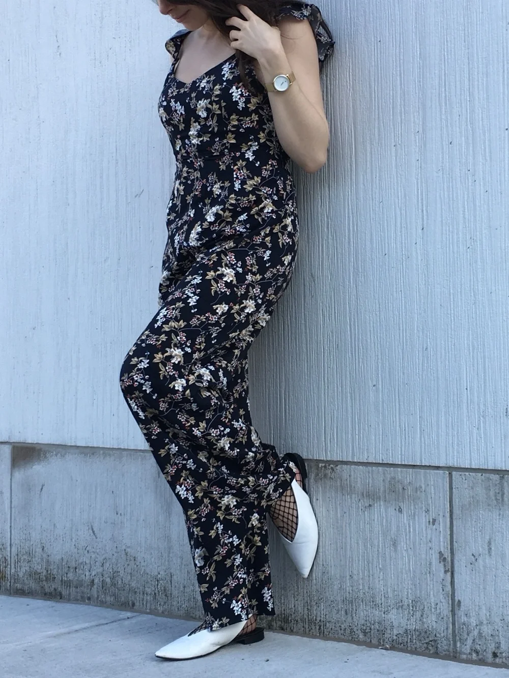 Pomelo | Pants & Jumpsuits | Pomelo Navy Floral Rufflestrap Jumpsuit W ...